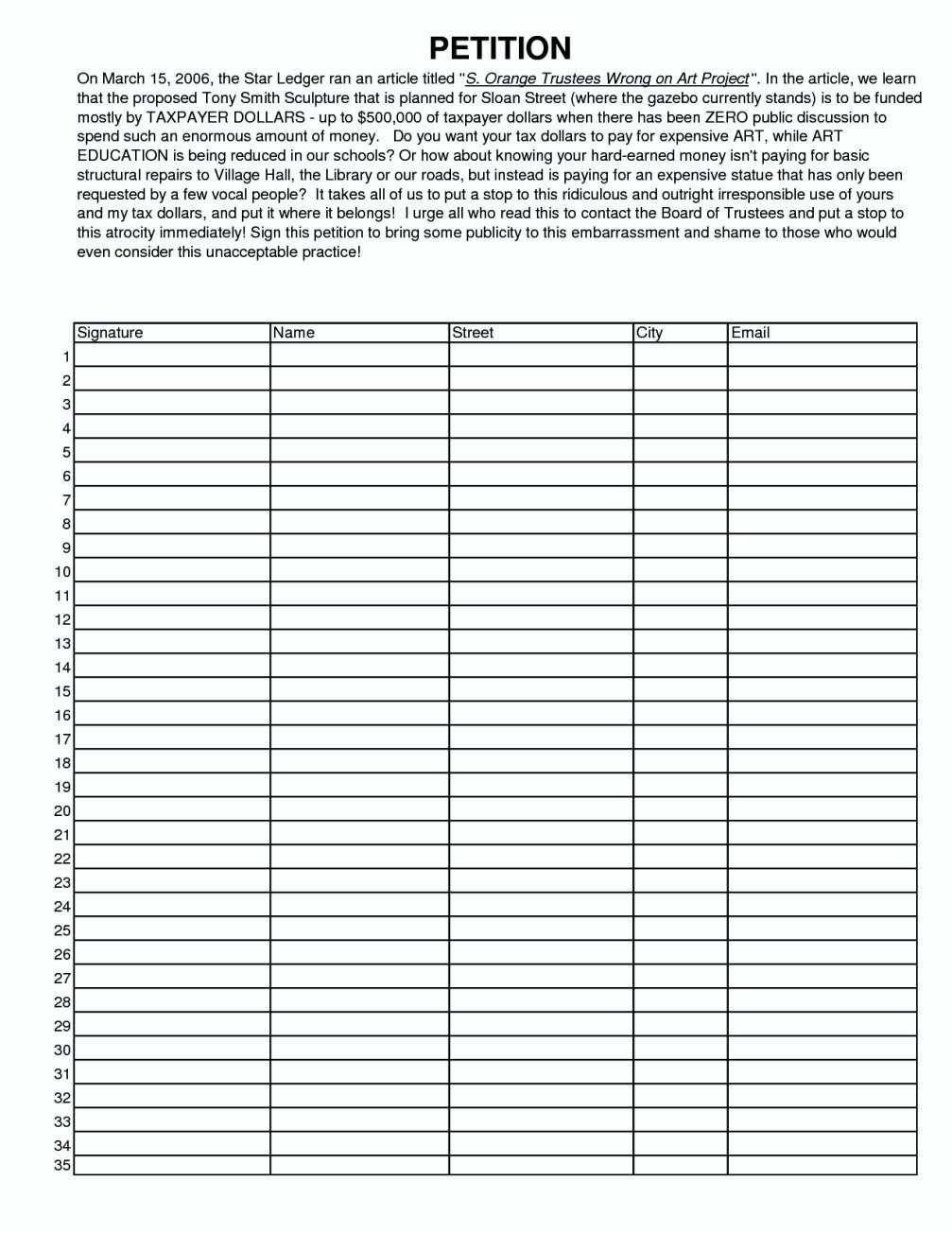 Blank Petition Template