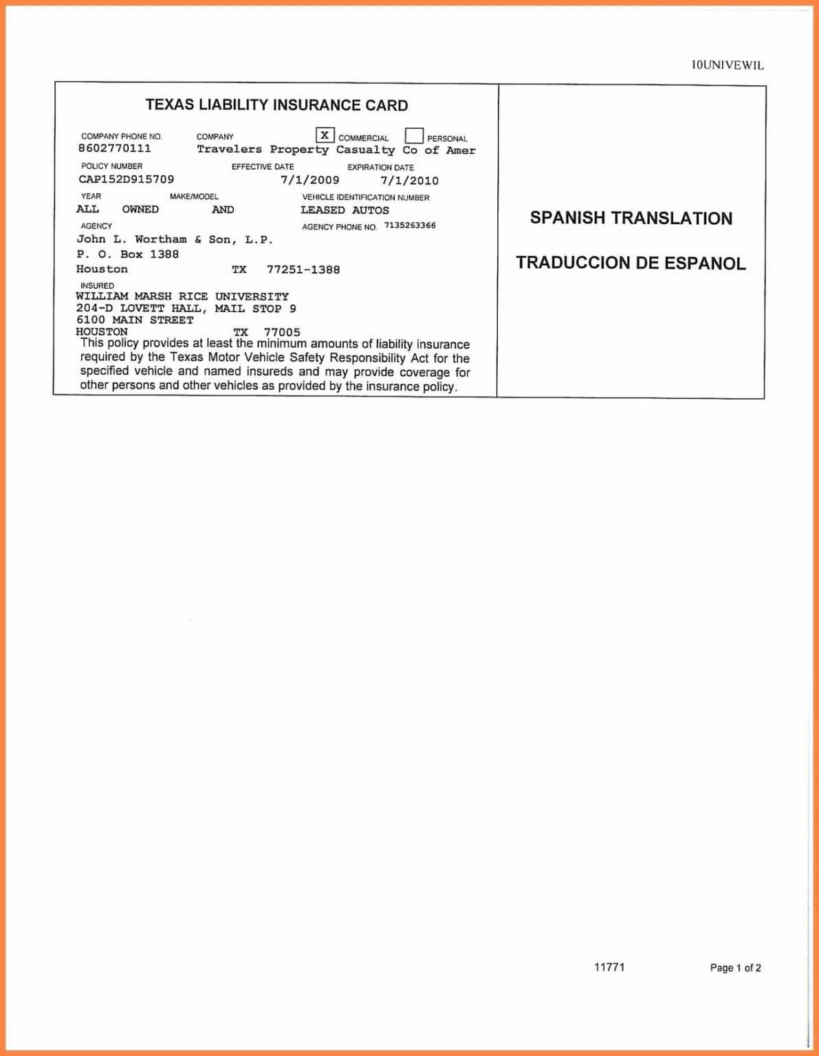 Auto Insurance Card Template Free Download 2 In 2019 Id Regarding 