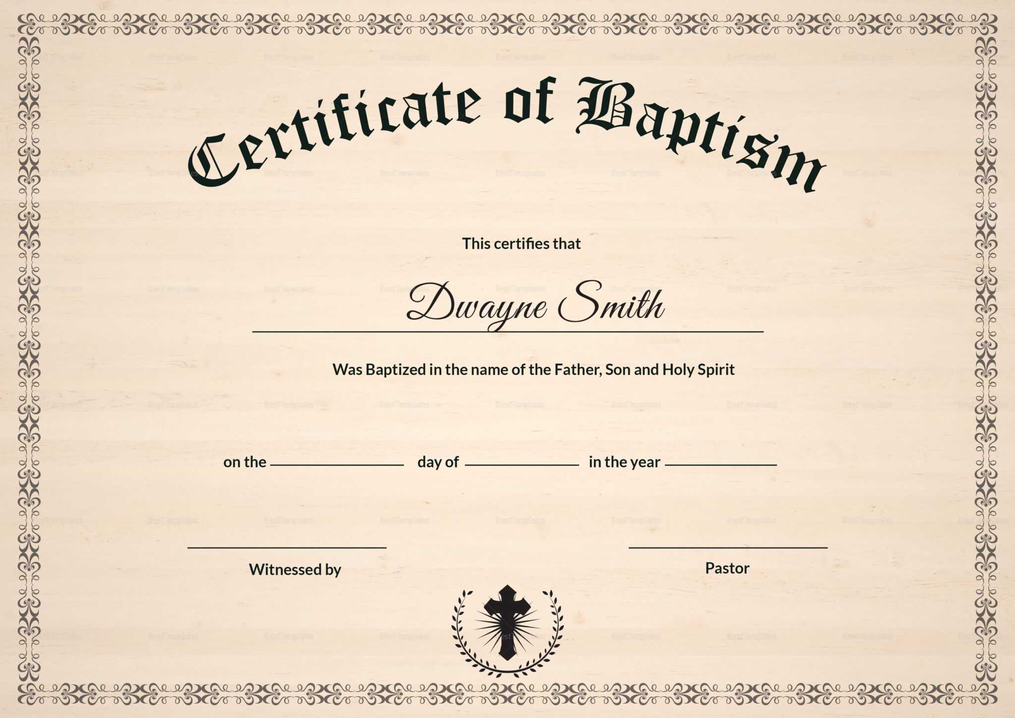 Baptism Certificate Template Free