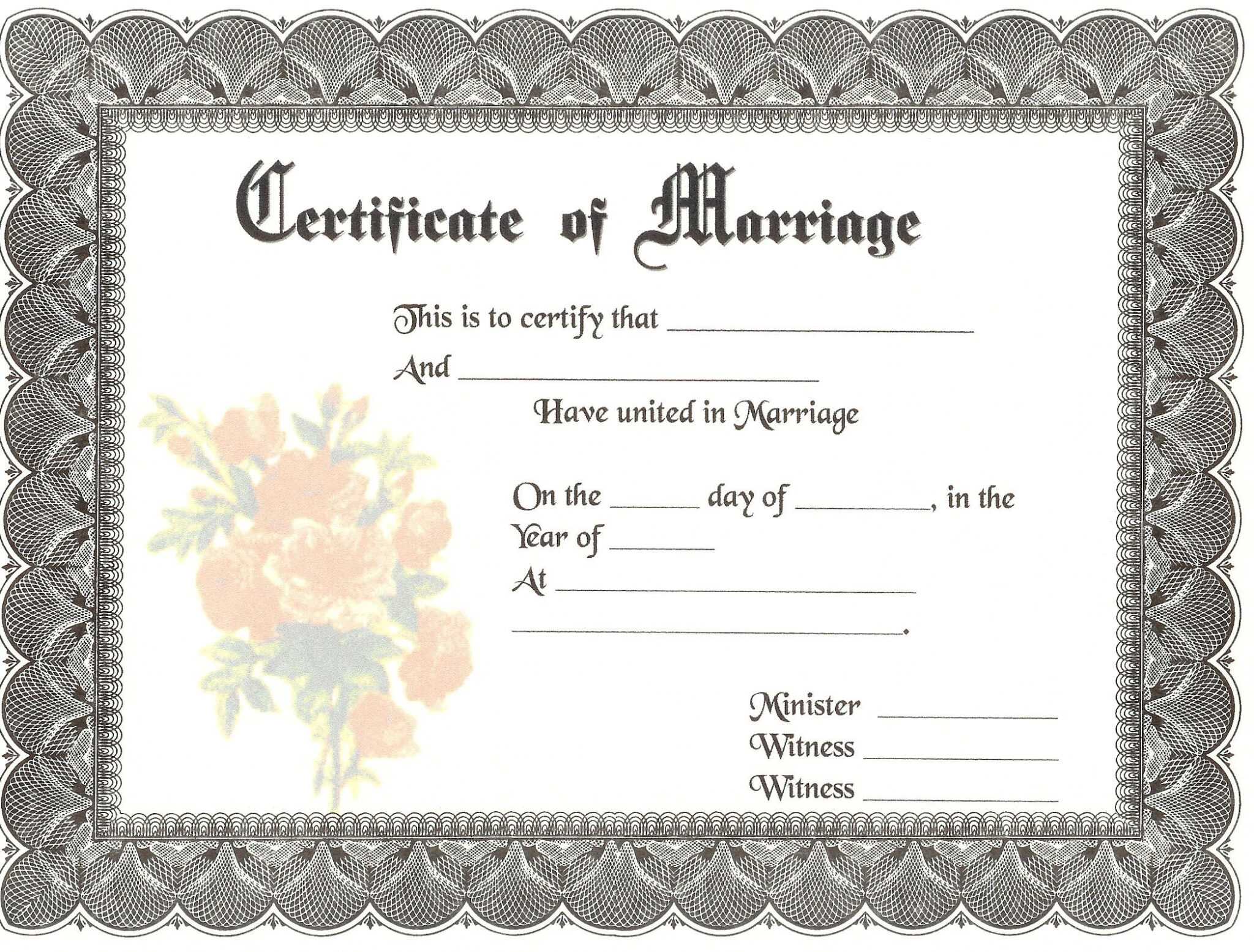 Blank Marriage Certificate Template