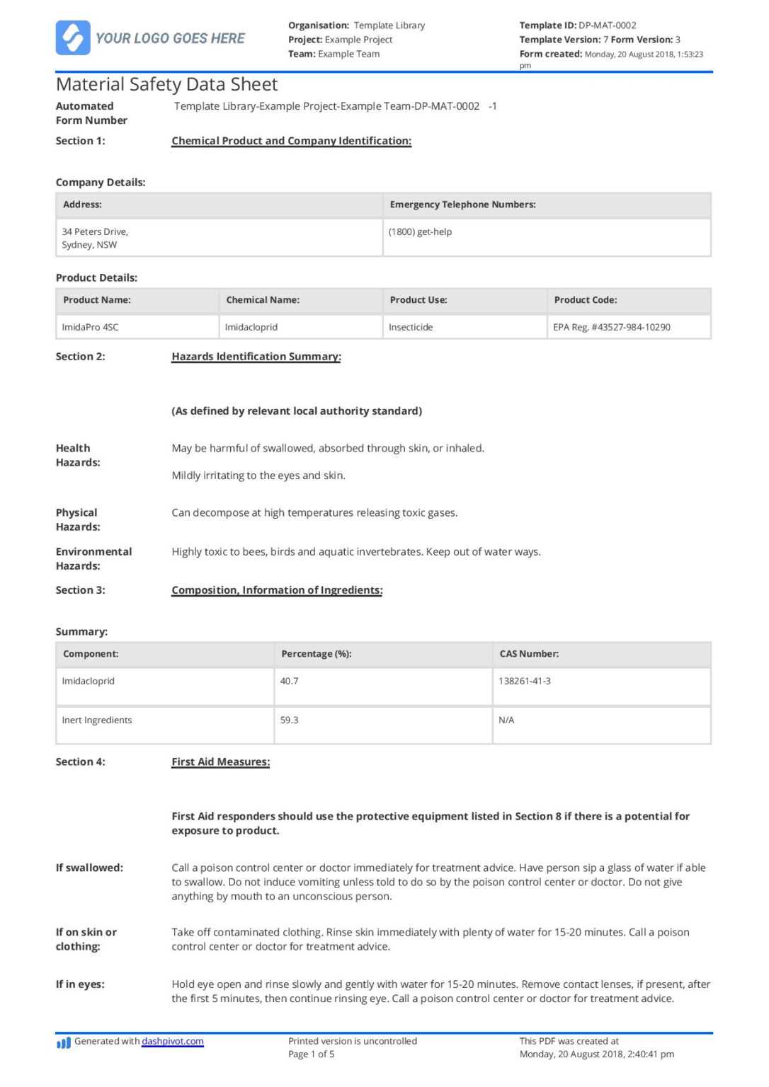 Datasheet Template Word