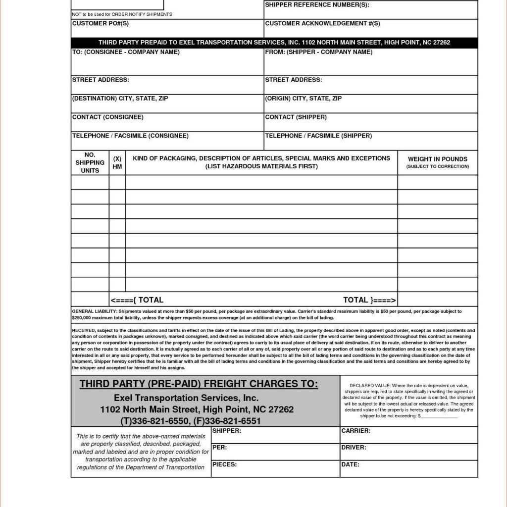 Hazardous Materials Bill Of Lading Template Guitafora Pertaining To 