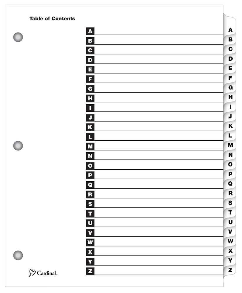 Colorful Blank Printable Avery Table Of Contents Template 2023 