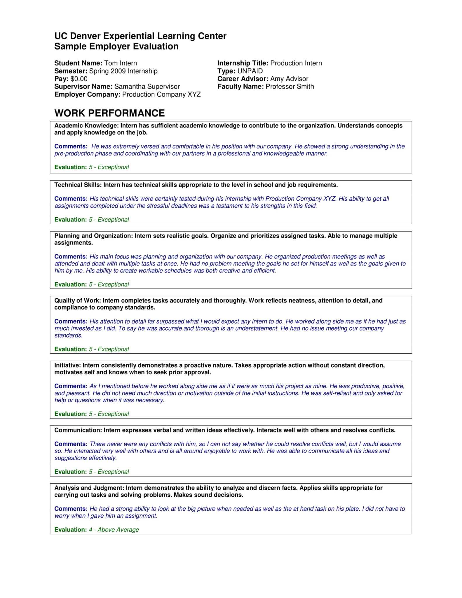 Performance Summary Examples In Pdf Examples For Evaluation Summary
