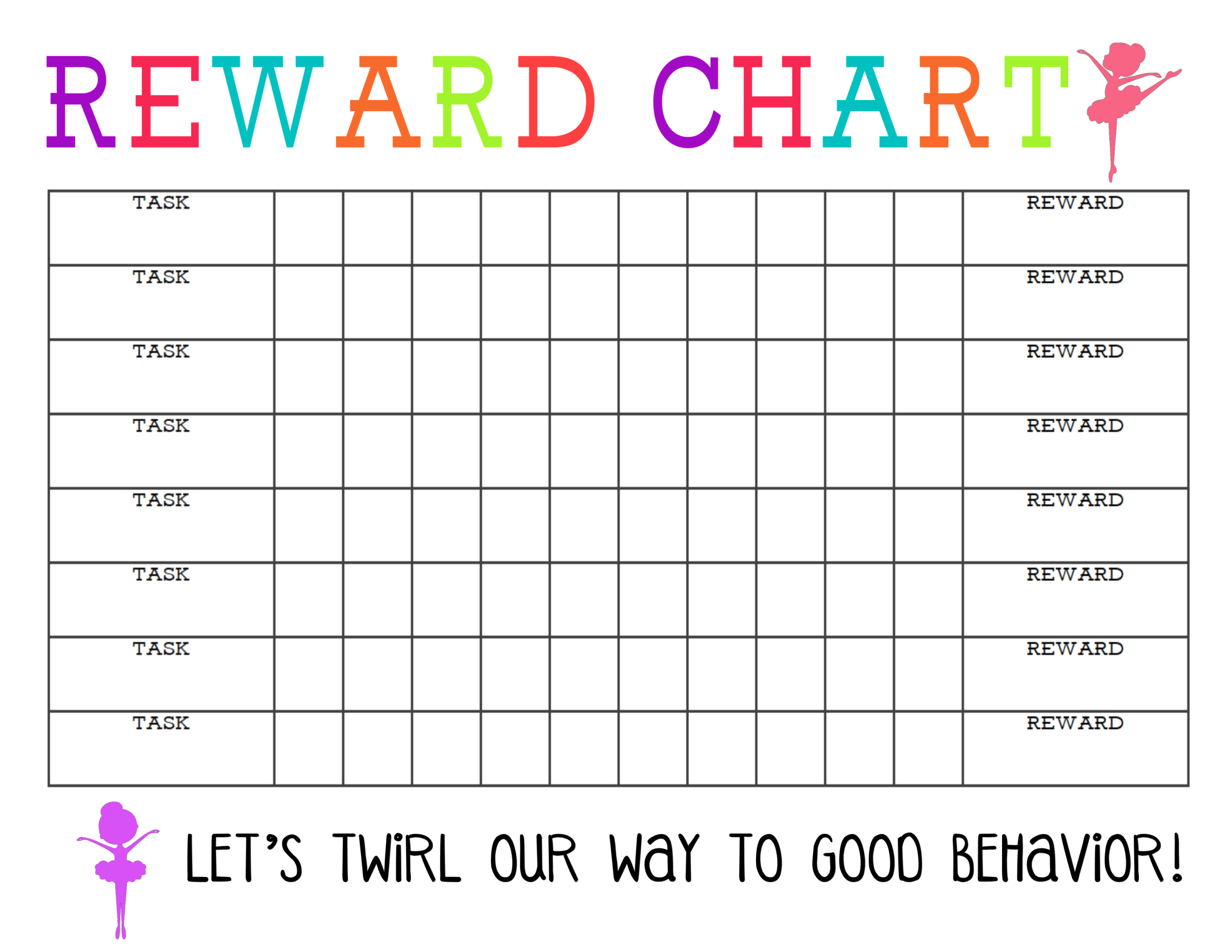 Printable Reward Chart The Girl Creative Intended For Blank Reward 
