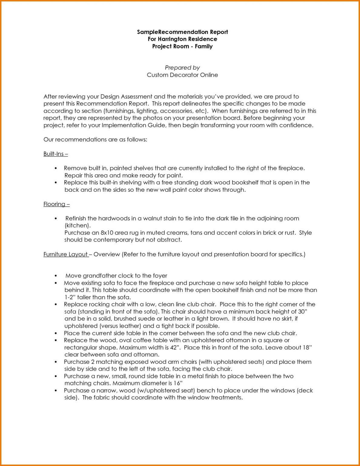 Recommendation Report Template | Glendale Community Intended For ...