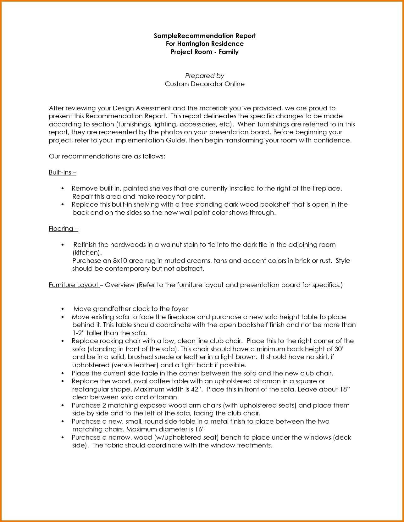 Recommendation Report Template
