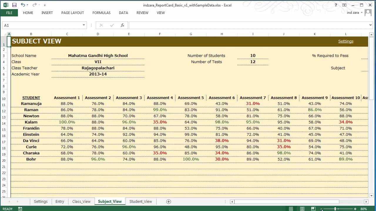 Report Card Template Excel Qcardg