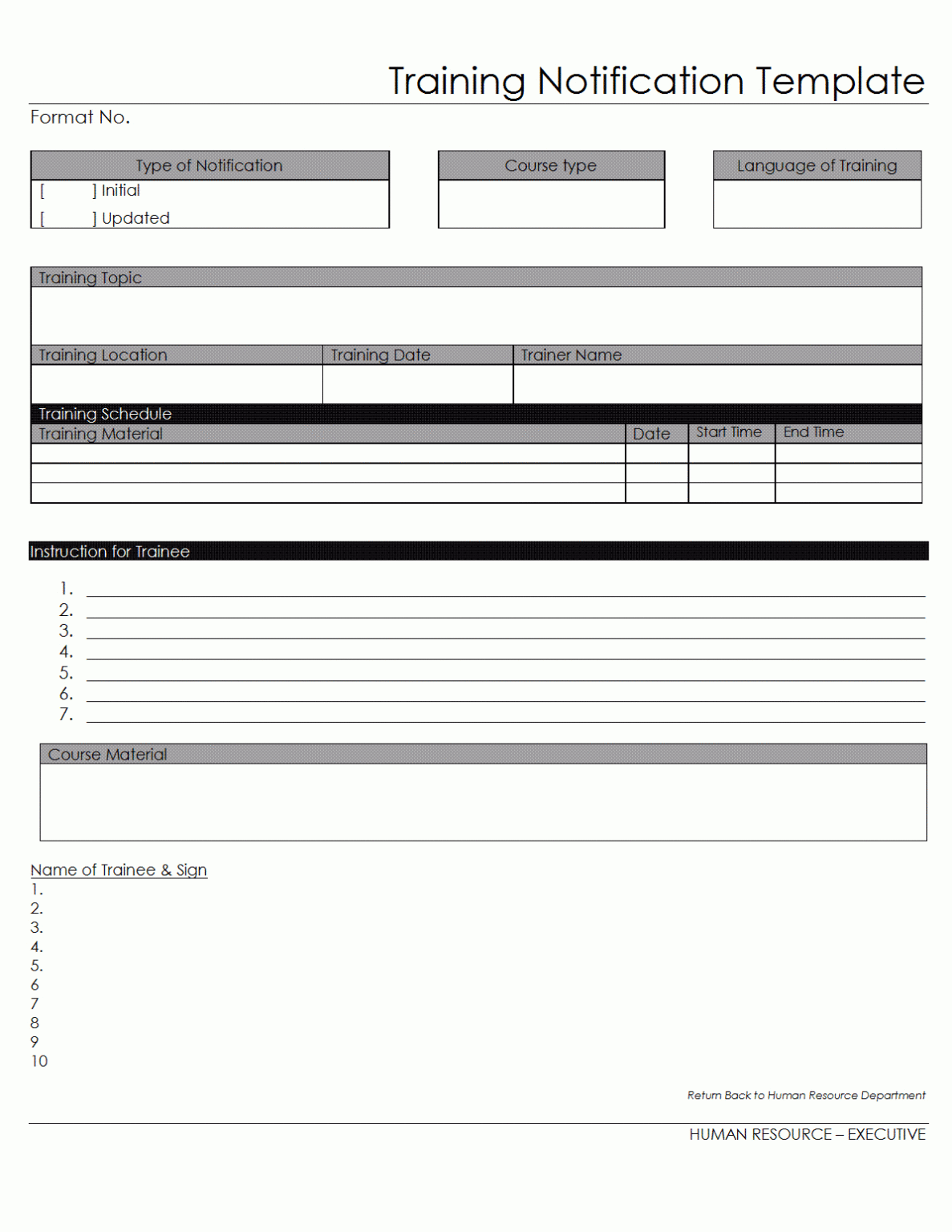 Training Report Template Format